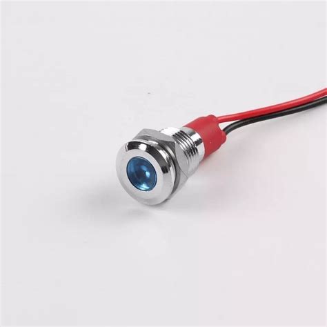 Blue 10 24v 10mm Led Metal Indicator Light With 15cm Cable Darkoct02