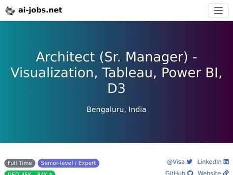 Hiring Architect Sr Manager Visualization Tableau Power Bi D3
