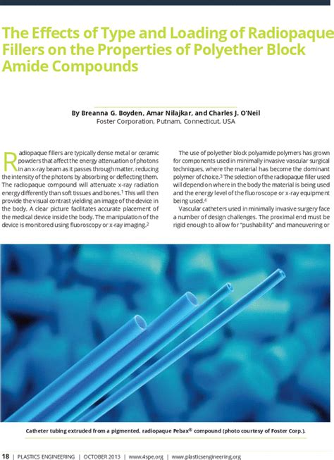 The Effects Of Type And Loading Of Radiopaque Fillers On The Properties Of Polyether Block Amide