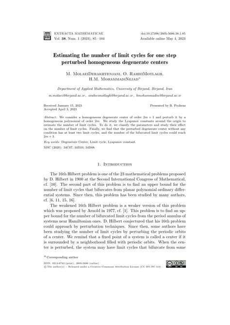 Pdf Estimating The Number Of Limit Cycles For One Step Perturbed