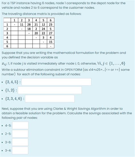 Solved For A Tsp Instance Having 6 Nodes Node 1 Corresponds