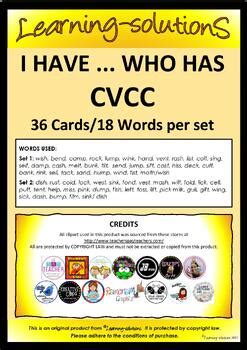 I HAVE WHO HAS CVCC Sets Cards Words DESIGNED FOR DIFFERENTIATION