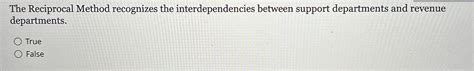 Solved The Reciprocal Method Recognizes The