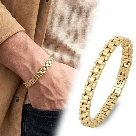 Black Mens Bracelet Stainless Steel Link Chain Bracelet For Men