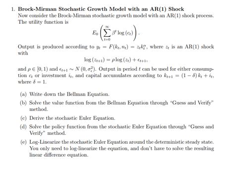 Solved Brock Mirman Stochastic Growth Model With An Ar1