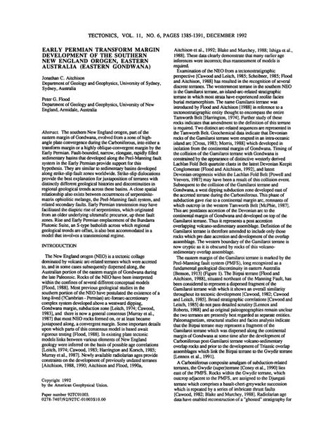 Pdf Early Permian Transform Margin Development Of The Southern New England Orogen Eastern