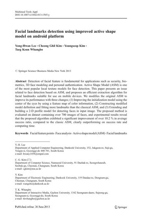 Pdf Facial Landmarks Detection Using Improved Active Shape Model On Android Platform Dokumen
