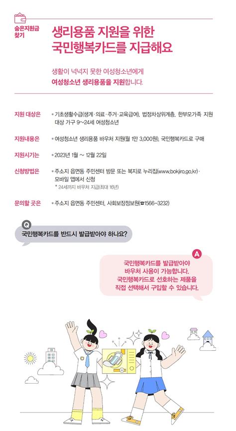 월 13 000원 지원 여성청소년 생리용품 구매비용 바우처 지원 신청하세요 서울특별시 동대문구 웰로