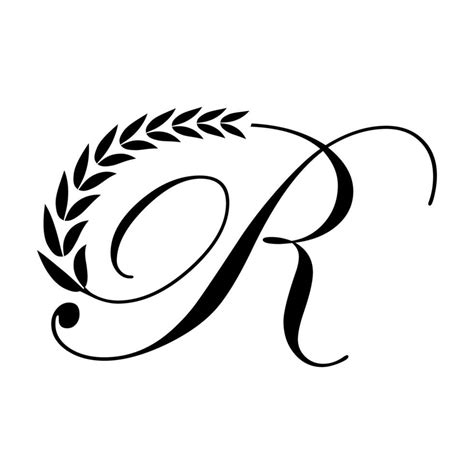 Calligraphic R Letter Logo Design Elegant Floral Ornate Alphabet