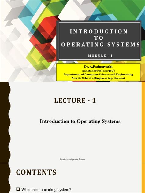 Lecture 1 Introduction To Os Pdf Operating System Kernel