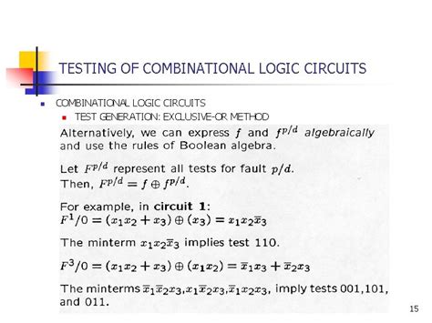 Testing Of Combinational Logic Circuits Digital Logic Circuit