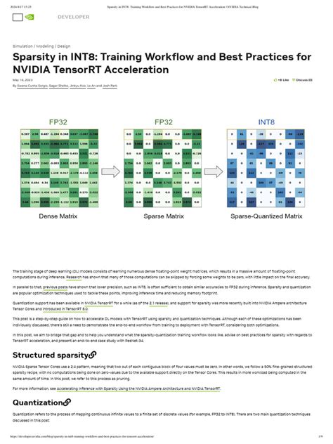 Sparsity In Int8 Training Workflow And Best Practices For Nvidia