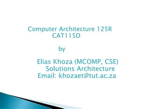 Computer Architecture Ppt