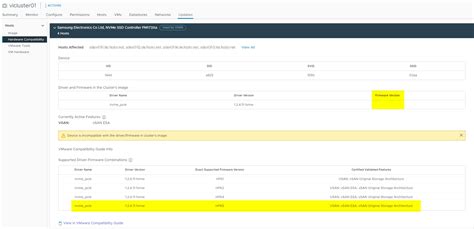 Warning Controller Firmware Is Vmware Certified Rvmware