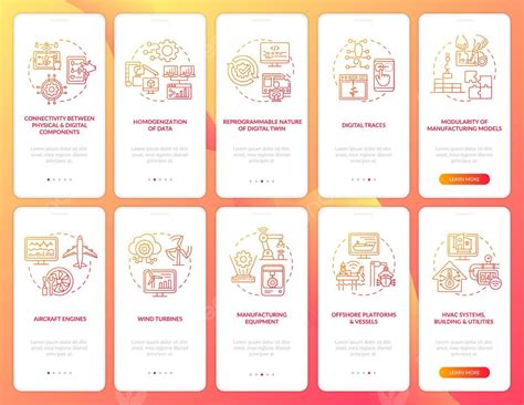 Mobile App Screen Set For Onboarding A Digital Twin Vector Icon Vector Illustration Png And