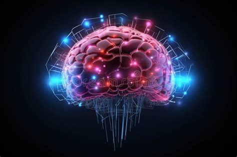 Brain Function Neural Network With Glowing Connections Generative Ai