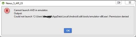 Android Emulator Avd Permission Denied Windows 7 Stack Overflow