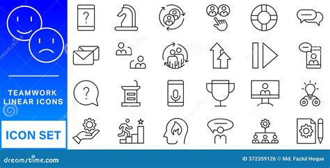 Teamwork Outline Vector Icon Thin Line Black Teamwork Icon Flat Vector Simple Element