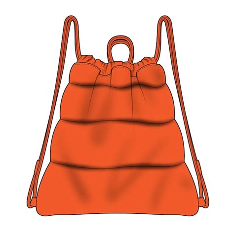 Premium Vector Girls Drawstring Bag Flat Sketch Vector Mockup Template