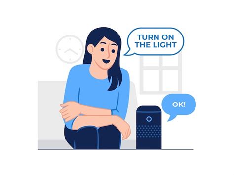 Premium Vector Woman Talking To Ai Smart Speaker Voice Command