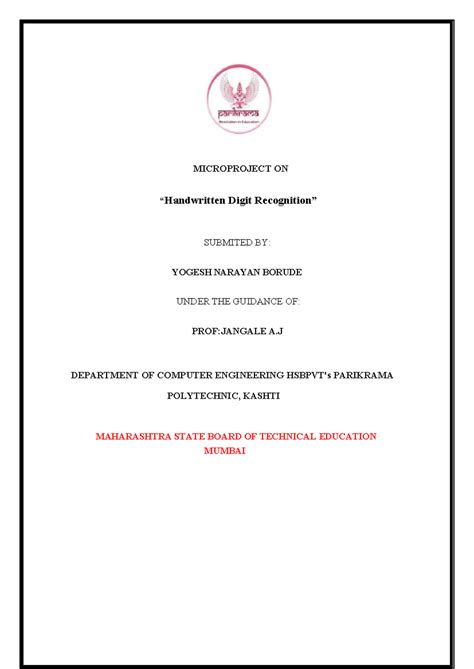 Python Micro Project Microproject On Handwritten Digit Recognition” Submited By Yogesh