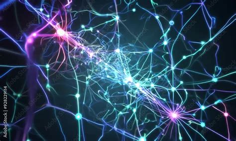 3d Animation Of Neurons Firing Electrical Impulses Nerve Cell Activity