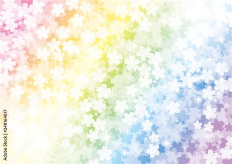 桜 花 和風 満開 背景 グラデーション 虹色 Stock Vector Adobe Stock