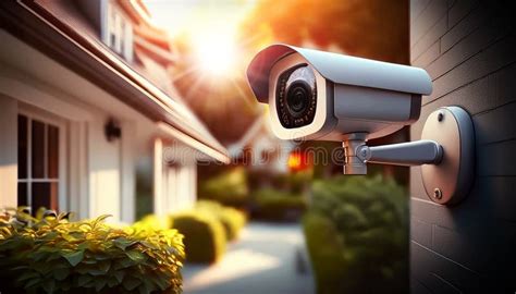 Closeup Of A CCTV Modern Security Camera In A Residential District