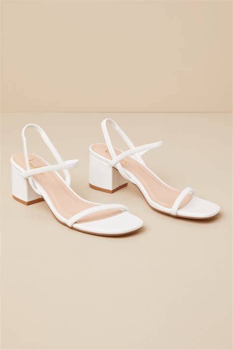 White High Heel Sandals Strappy Sandals Low Block Heels Lulus
