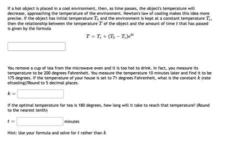 Solved If A Hot Object Is Placed In A Cool Environment Chegg Com