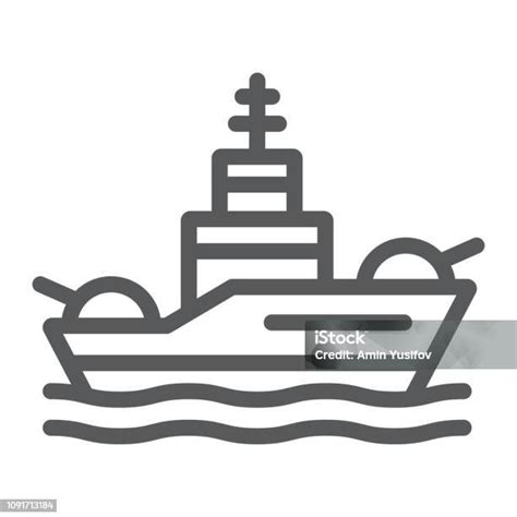 전함 선 아이콘 해군 및 육군 군함 서명 벡터 그래픽 흰색 바탕에 선형 패턴 육군에 대한 스톡 벡터 아트 및 기타 이미지 육군 10 검은색 Istock