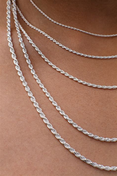 2mm Sterling Silver Rope Chain With Lobster Claw Clasp 16 36