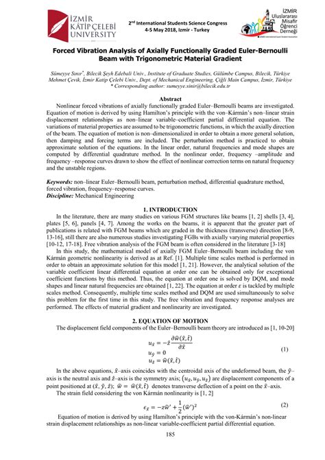 Pdf Forced Vibration Analysis Axially Functionally Graded Euler