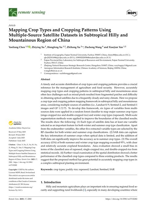 Pdf Mapping Crop Types And Cropping Patterns Using Multiple Source Satellite Datasets In