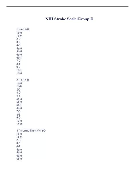 Nih Stroke Scale Group D Patient 1 6 Test With Verified Correct Complete Solution 2023 Nih
