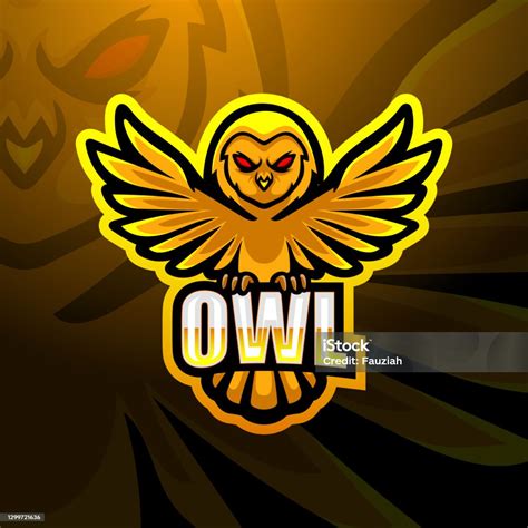 올빼미 마스코트 E스포츠 엠블럼 디자인 Brand Name Video Game에 대한 스톡 벡터 아트 및 기타 이미지 Brand Name Video Game E스포츠