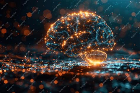 Glowing Neural Network Connections Form The Shape Of A Human Brain With Pulsing Data Streams And