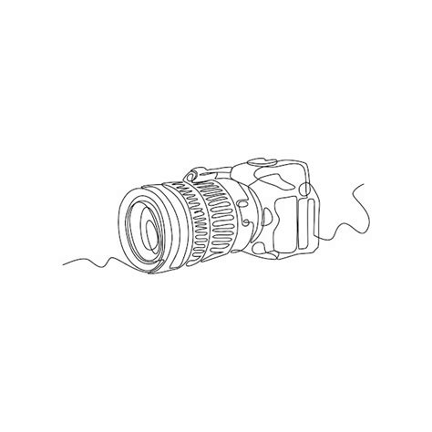 레트로 카메라의 연속 선 그리기 프리미엄 벡터