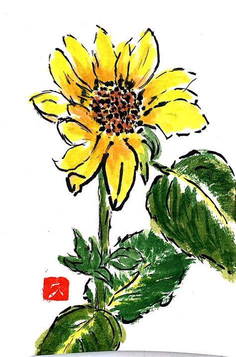 力強いひまわり 絵手紙 交流ひろば てがみ倶楽部