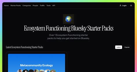 Ecosystem Functioning Bluesky Starter Packs 1 Lists • Jun 2025