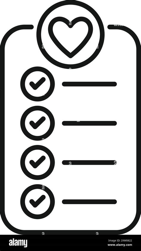 Simple Checklist With A Heart Icon Is Representing A Concept Of