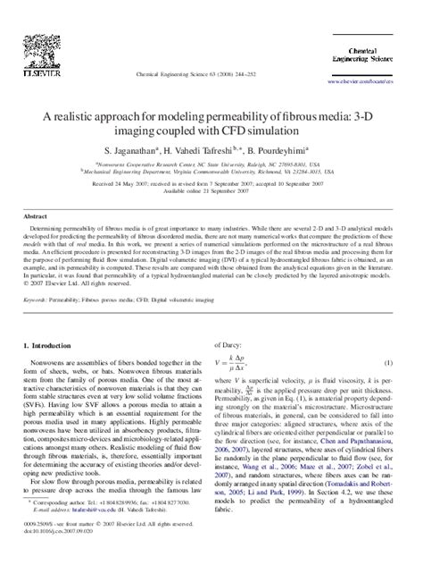 Pdf A Realistic Approach For Modeling Permeability Of Fibrous Media 3 D Imaging Coupled With