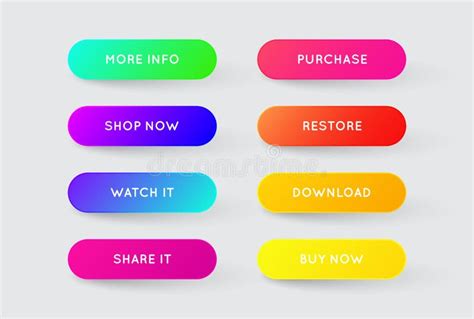 Vector Set Of Modern Gradient App Or Game Buttons Stock Vector