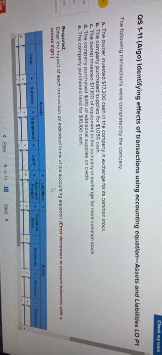 solved check my work qs 1 11 algo identifying effects of