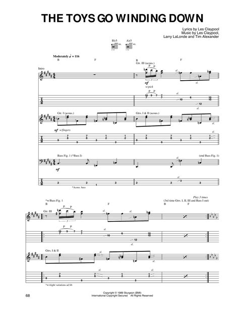 The Toys Go Winding Down By Primus Guitar Tab Guitar Instructor