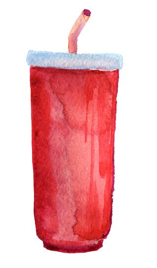 흰색 바탕에 빨 대를 마시는 붉은 일회용 종이 컵의 수채화 스케치 0명에 대한 스톡 벡터 아트 및 기타 이미지 0명 공란