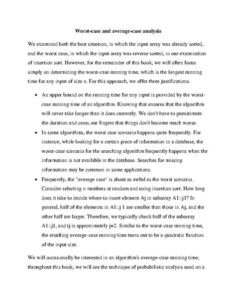 Worst Case And Average Case Analysis However For The Remainder Of This Book We Will Often