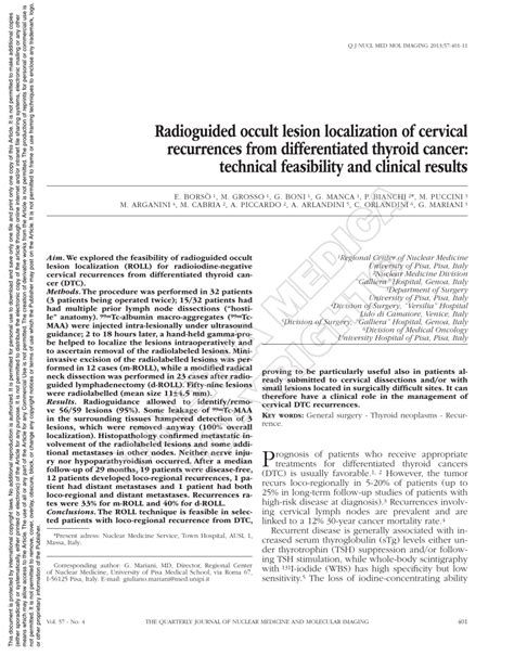 Pdf Radioguided Occult Lesion Localization Of Cervical Recurrences