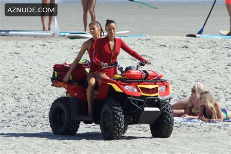 Alexandra Daddario Sexy In The A Red Swimsuit On Set Of Baywatch Aznude