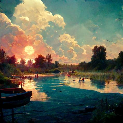 Summertime Saga Realistic Digital Painting Premium Ai Generated Image